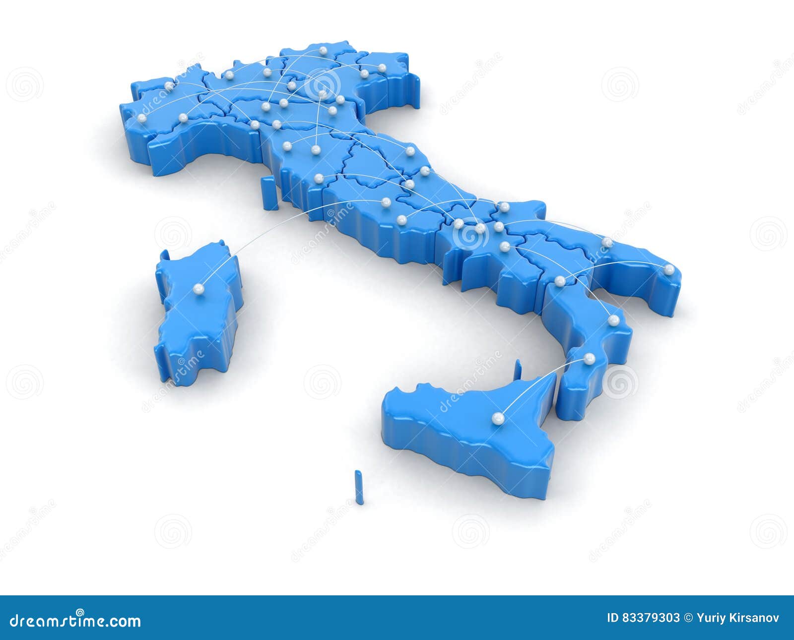 Map of Italy with Flight Paths Stock Illustration - Illustration of ...