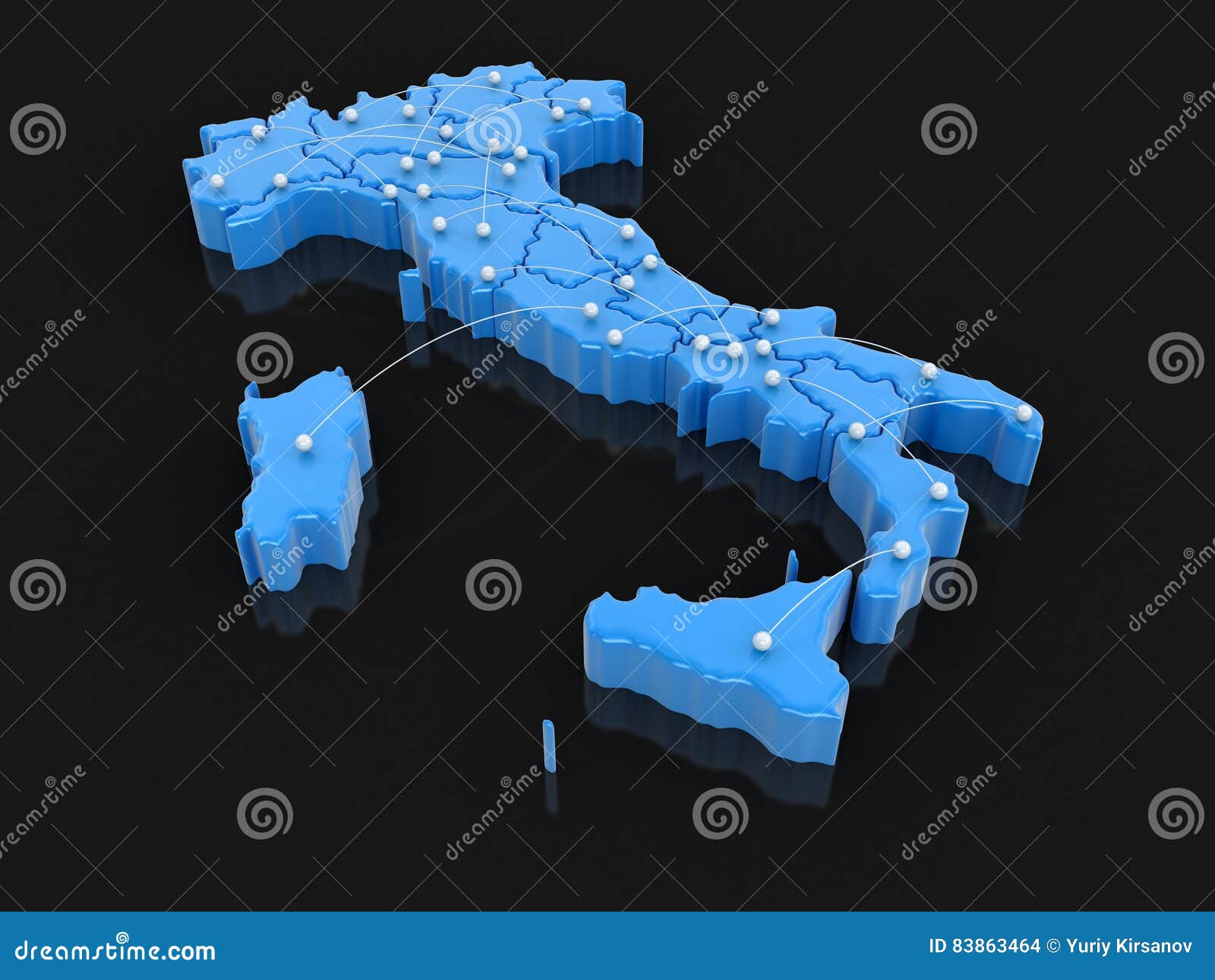Map of Italy with Flight Paths Stock Illustration - Illustration of ...
