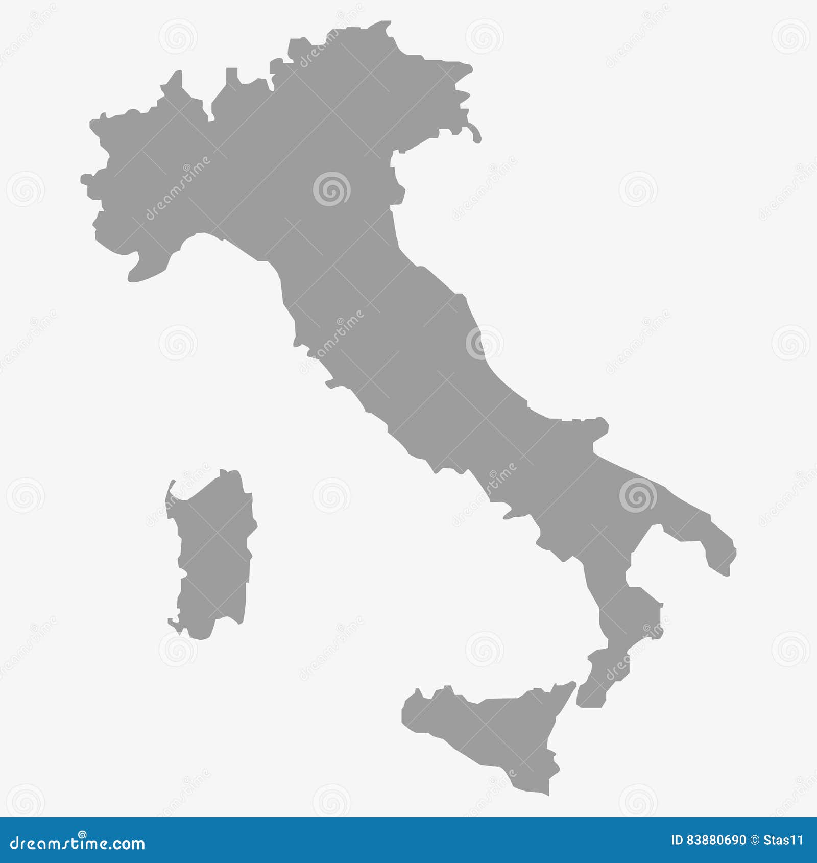 Italy, Gray Political Map With Regions And Administrative Divisions ...