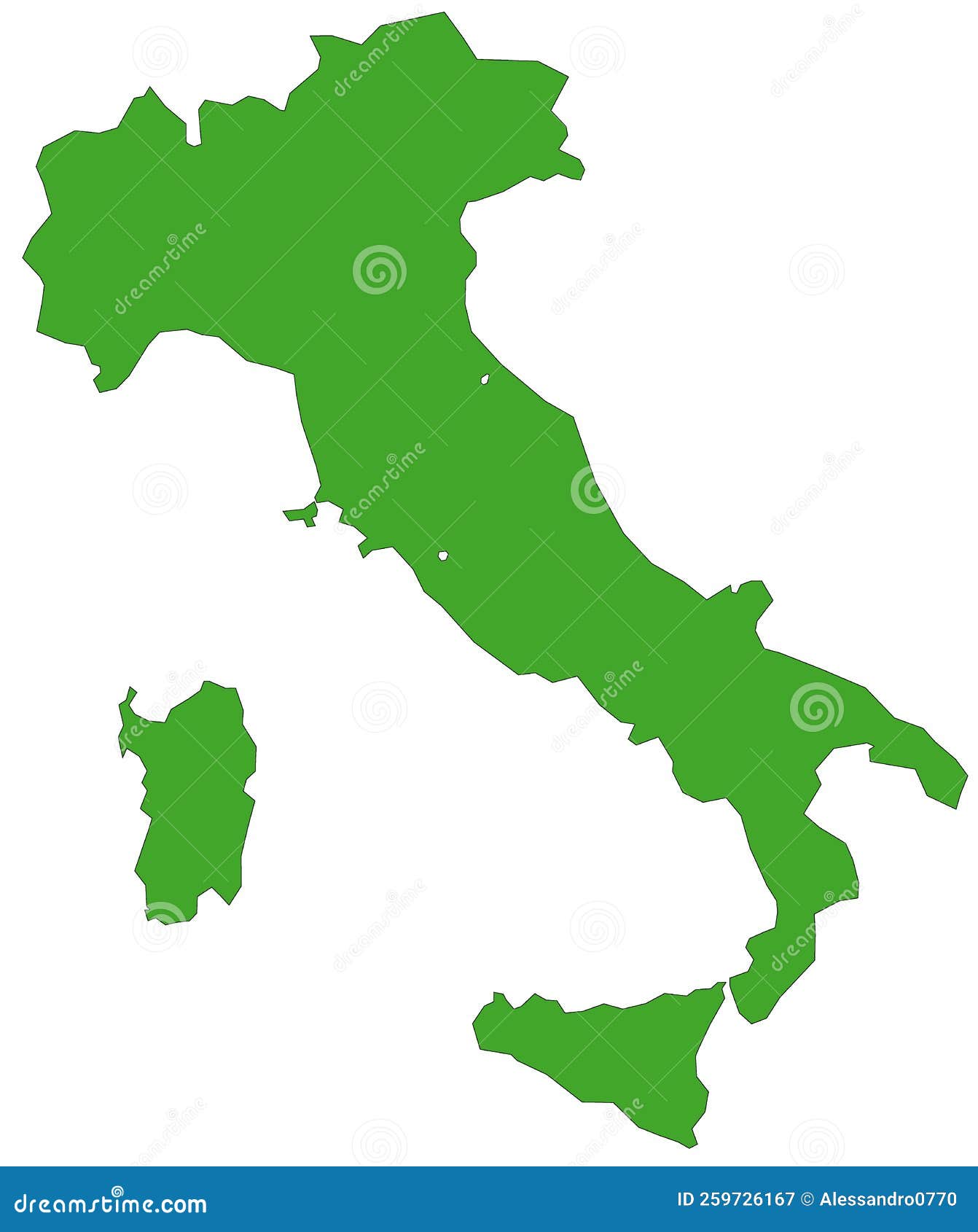 Map of Italy in green stock illustration. Illustration of state - 259726167