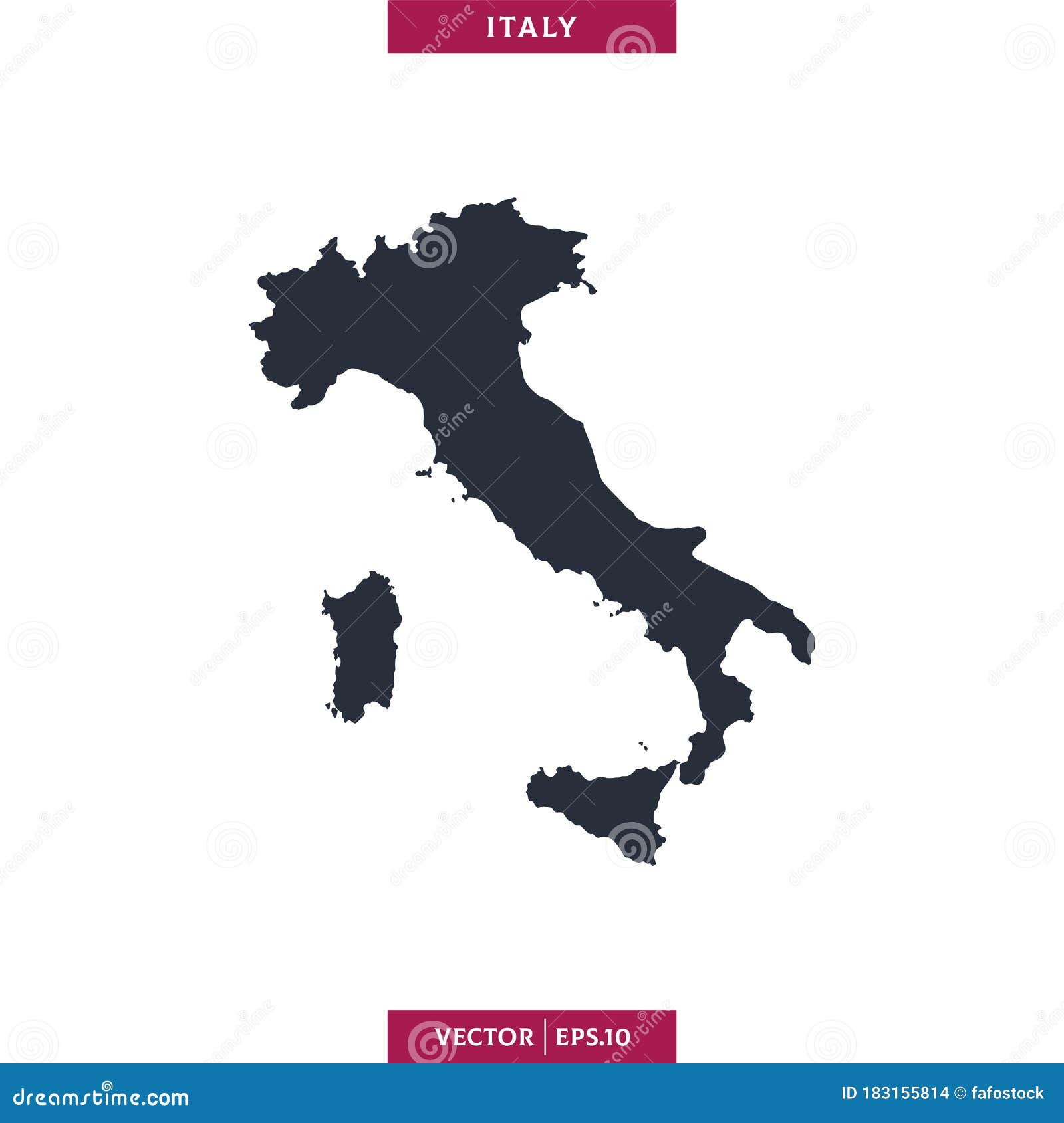 Italy Map. High Detailed Map Vector in White Background. Stock Vector ...