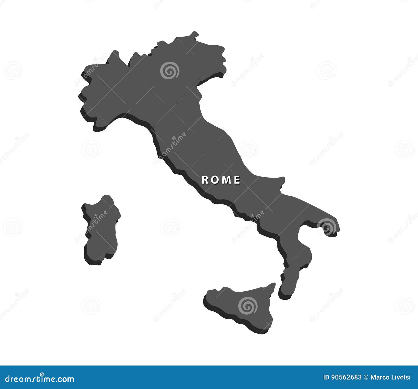 Map of Italy Illustrated on a White Background Stock Illustration ...