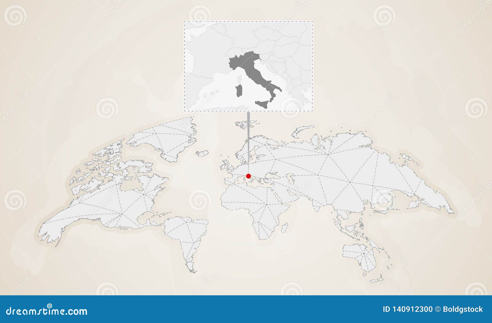 Map of Italy with Neighbor Countries Pinned on World Map Stock Vector ...