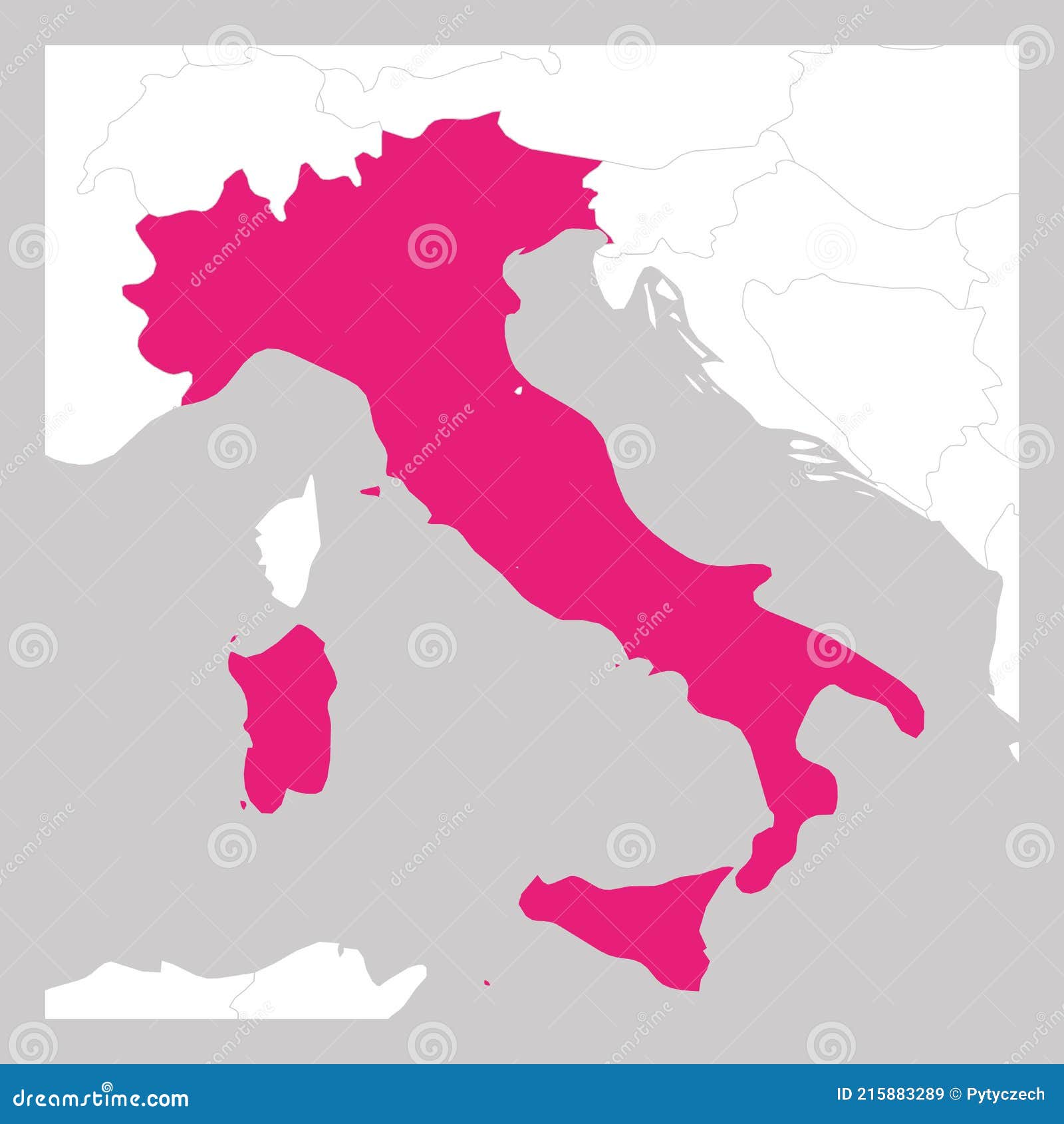 Map of Italy Pink Highlighted with Neighbor Countries Stock Vector ...