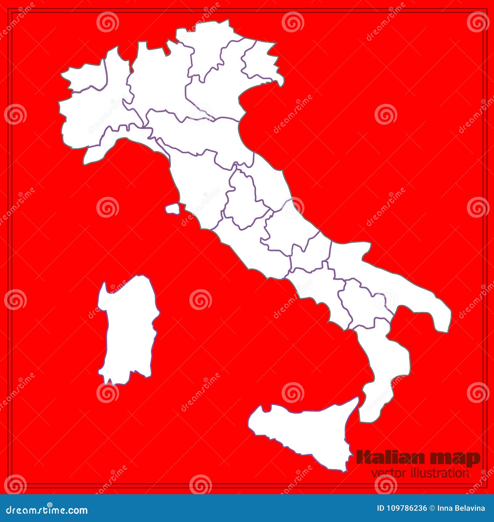 Map of Italy with Red Background. Vector Illustration. Stock Vector ...