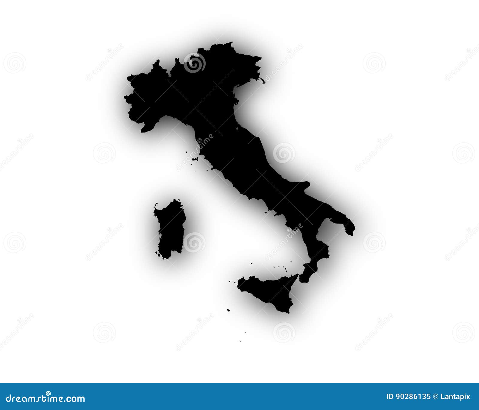 Map of Italy with shadow stock vector. Illustration of country - 90286135