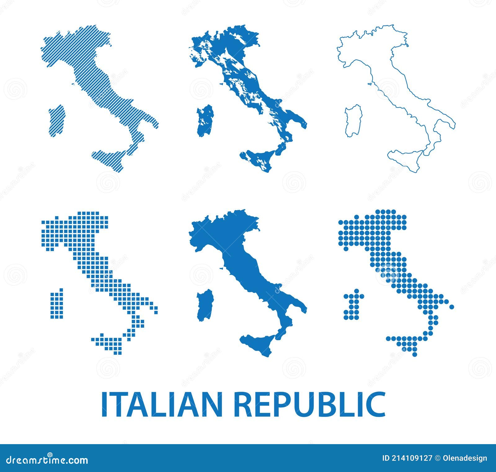Map of Italy - Vector Set of Silhouettes in Different Patterns Stock ...