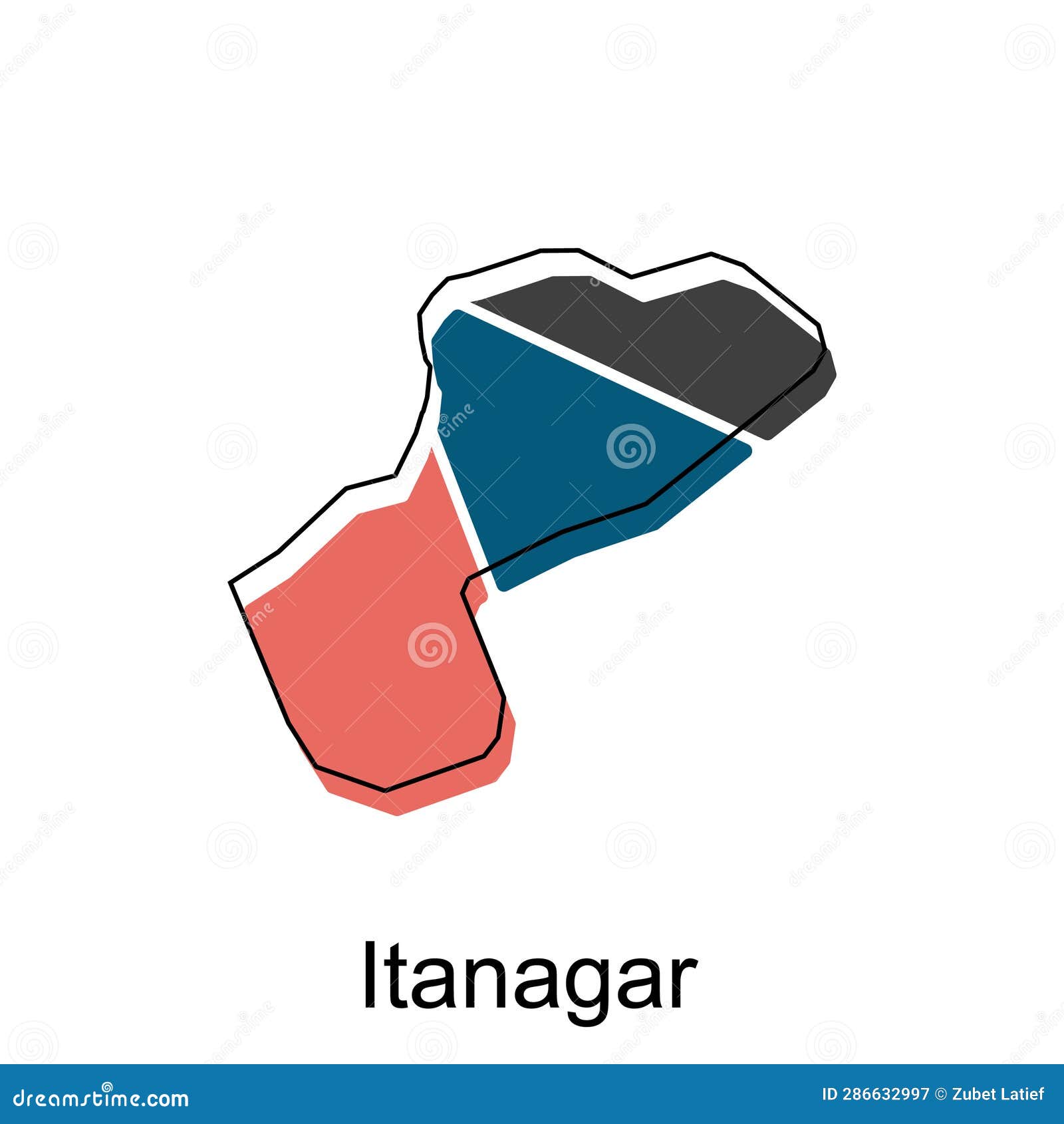 Map of Itanagar City Modern Simple Geometric, Illustration Vector ...
