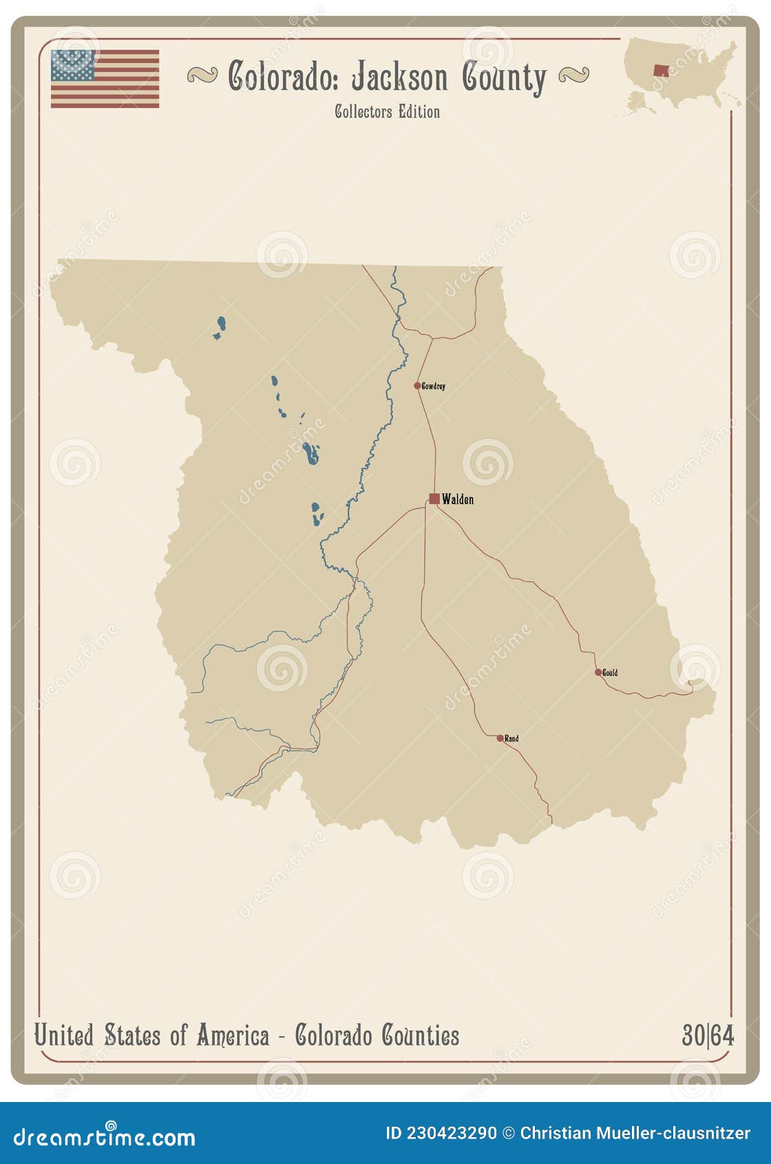 Map of Jackson County in Colorado Stock Vector - Illustration of ...