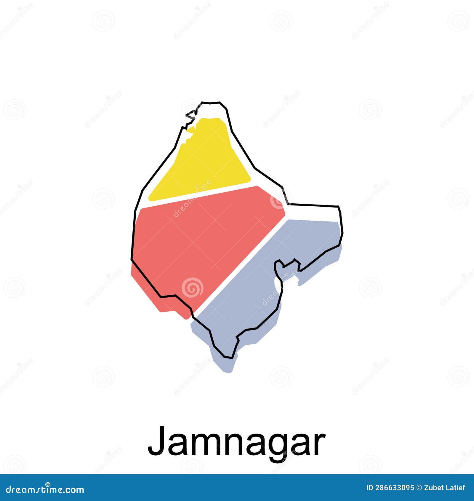 Map of Jamnagar Vector Template with Outline, Graphic Sketch Style ...