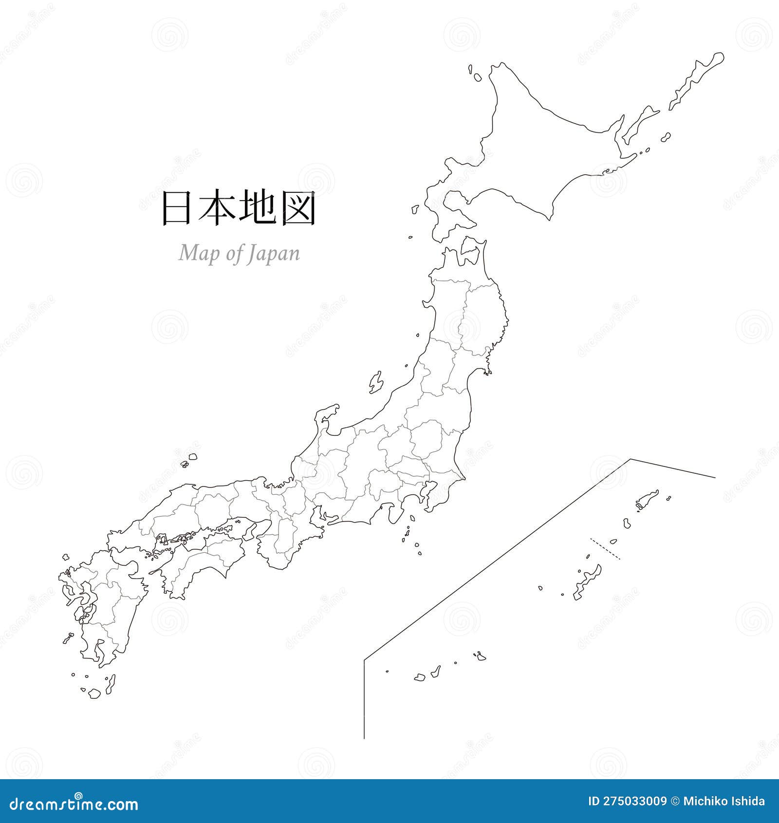 Map of Japan, a Blank Map, an Outline Map Stock Illustration ...