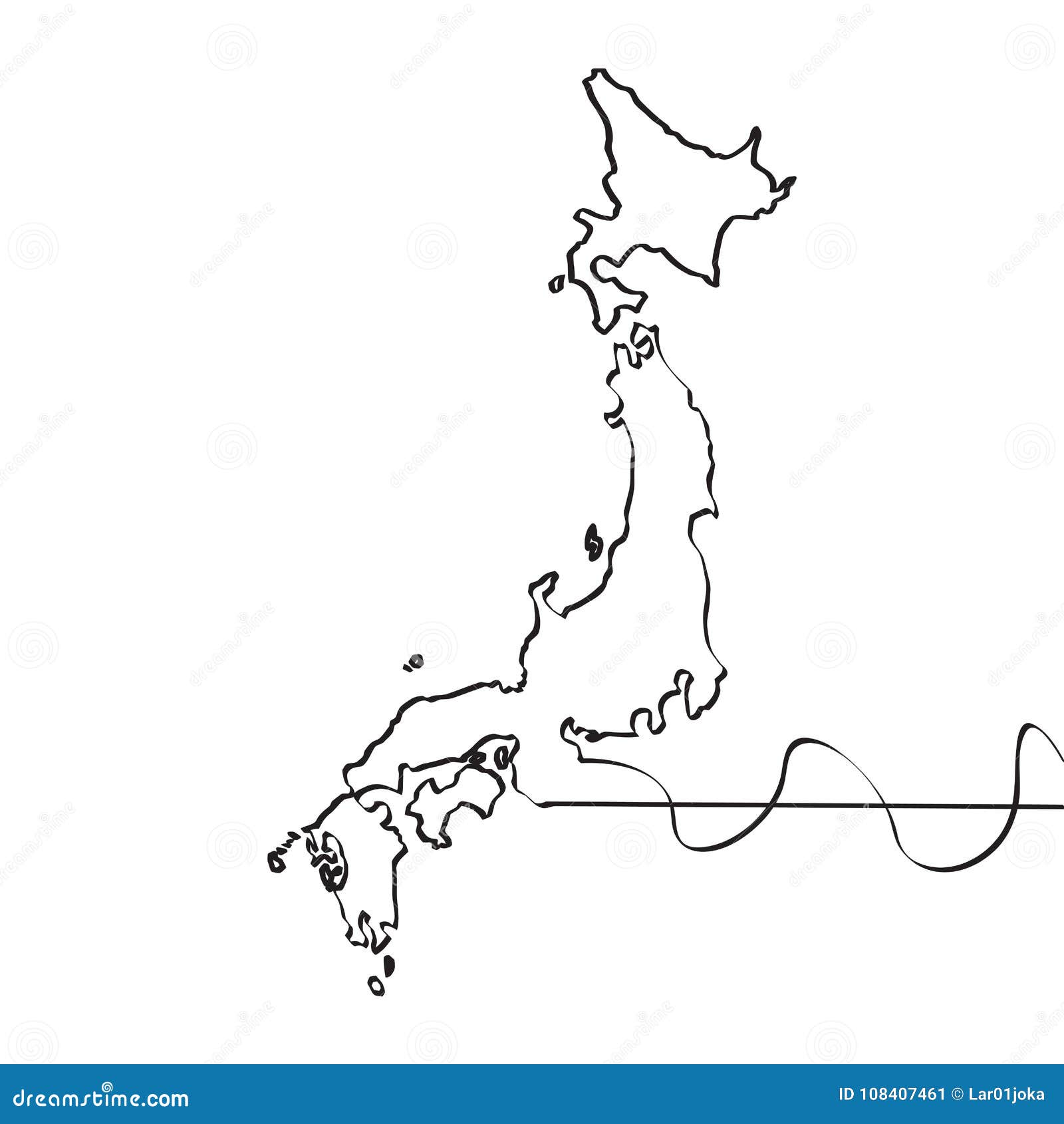 Map of Japan. Continous Line Stock Vector - Illustration of line ...