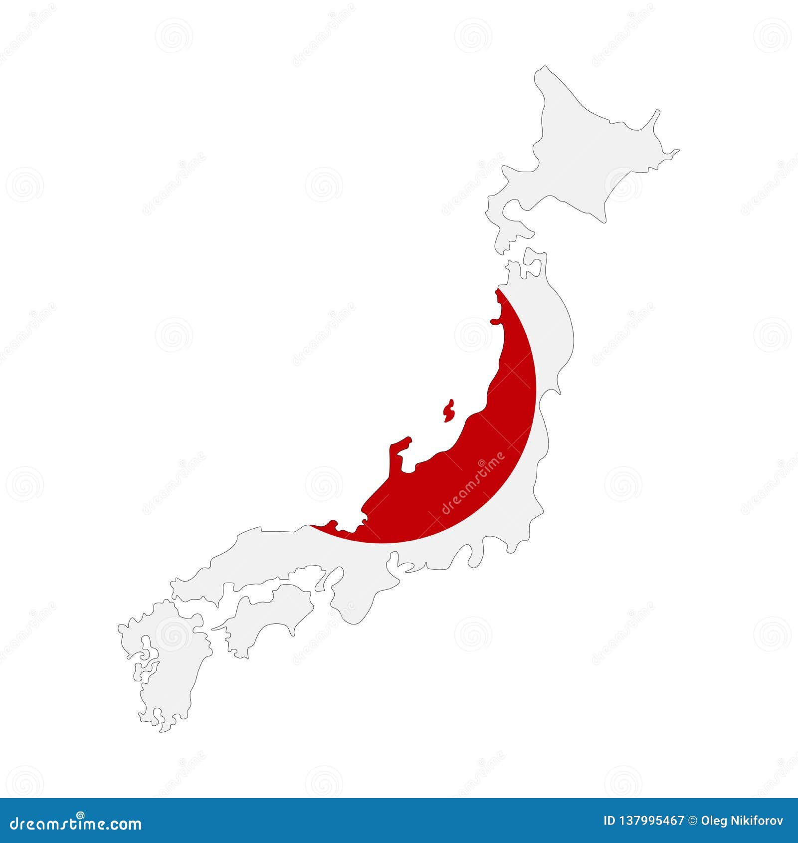 Map of Japan - flag stock illustration. Illustration of outline - 137995467