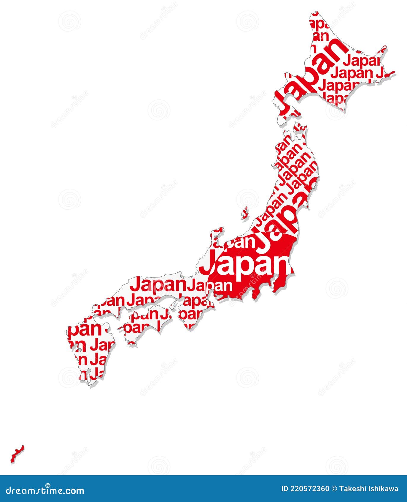Map of Japan Composed of the Shape of the Land, the Country Name, and ...