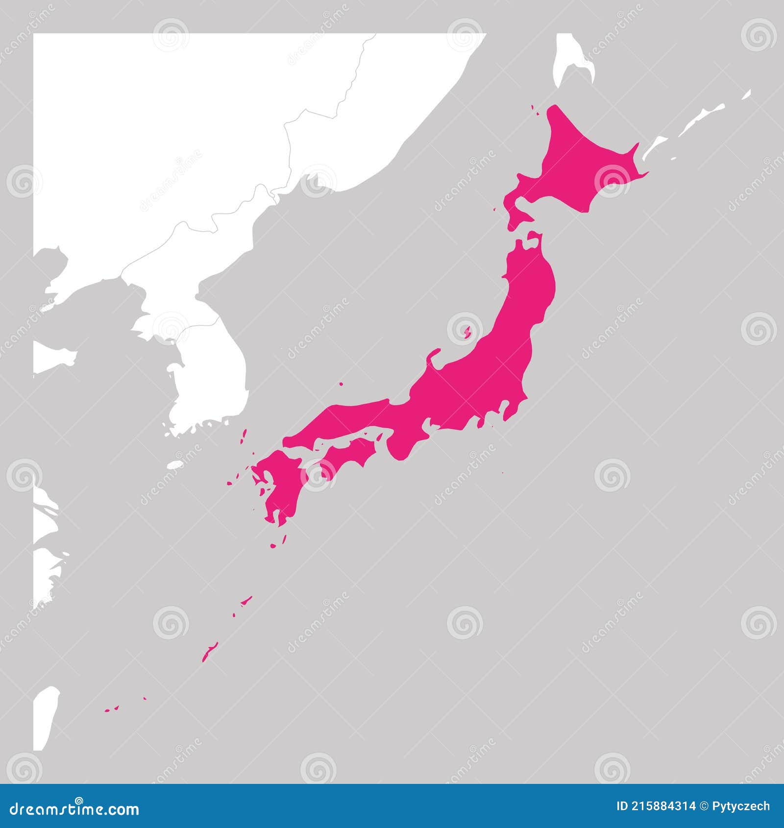 Map of Japan Pink Highlighted with Neighbor Countries Stock Vector ...