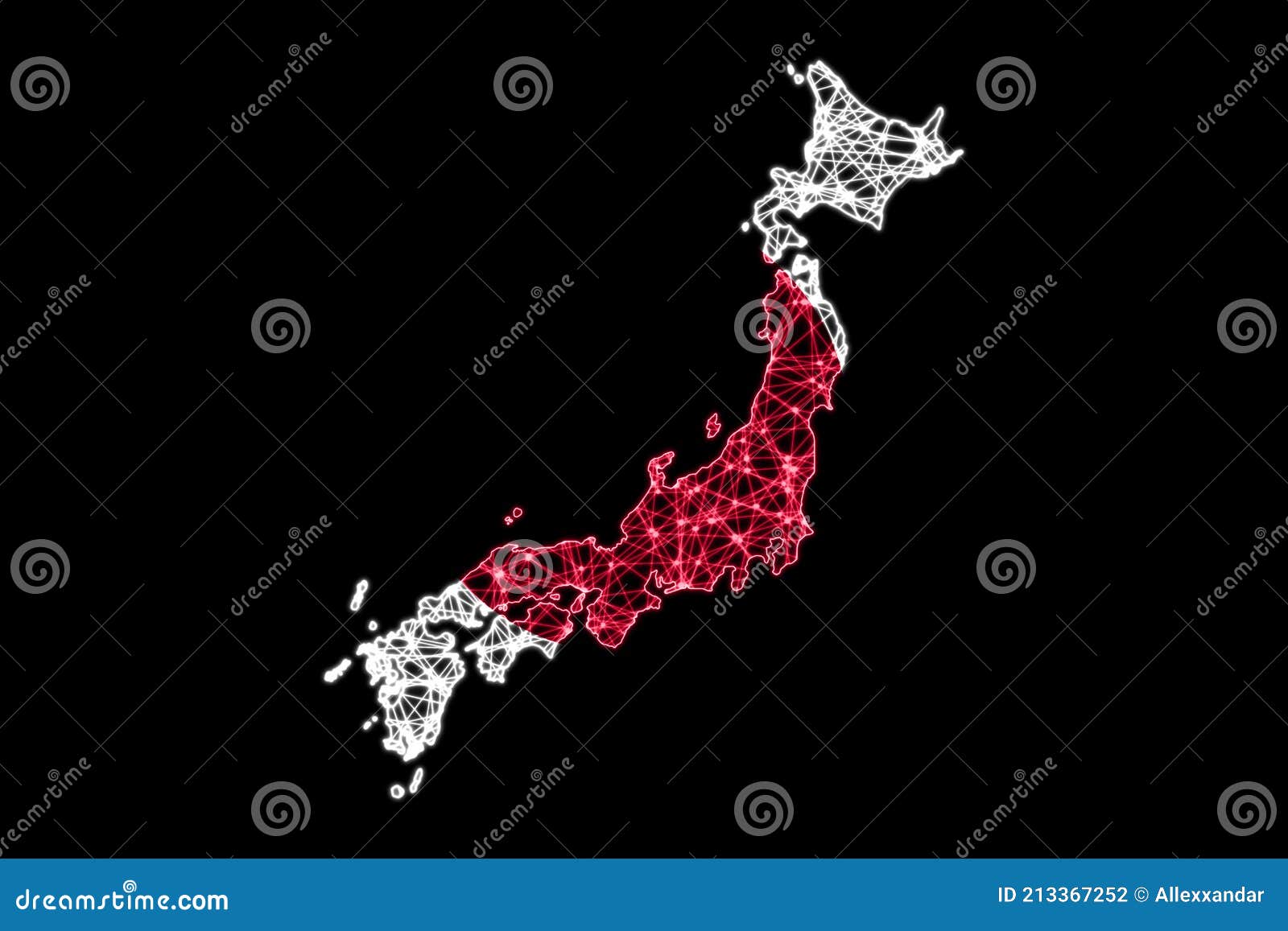 Map of Japan, Polygonal Mesh Line Map Stock Illustration - Illustration ...