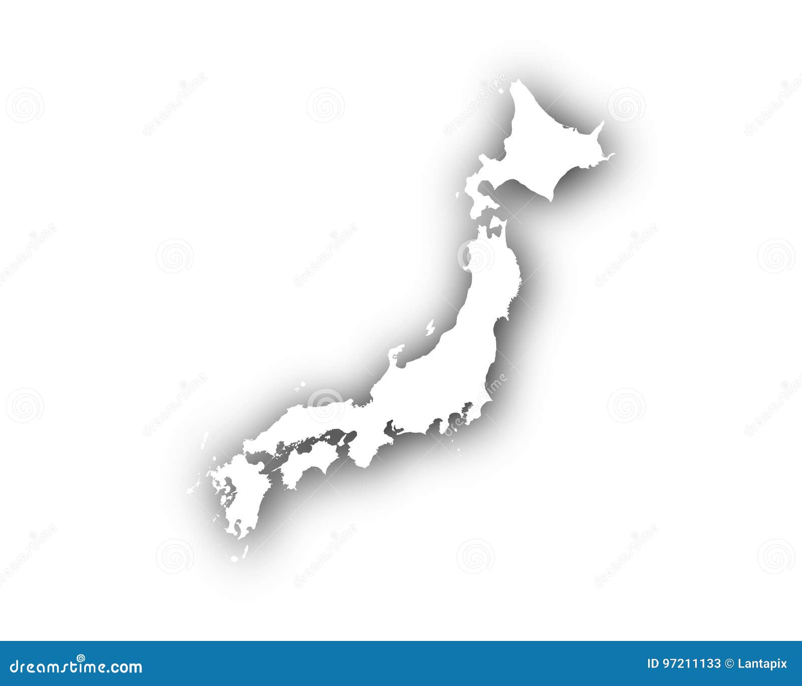 Map of Japan with shadow stock vector. Illustration of silhouette ...