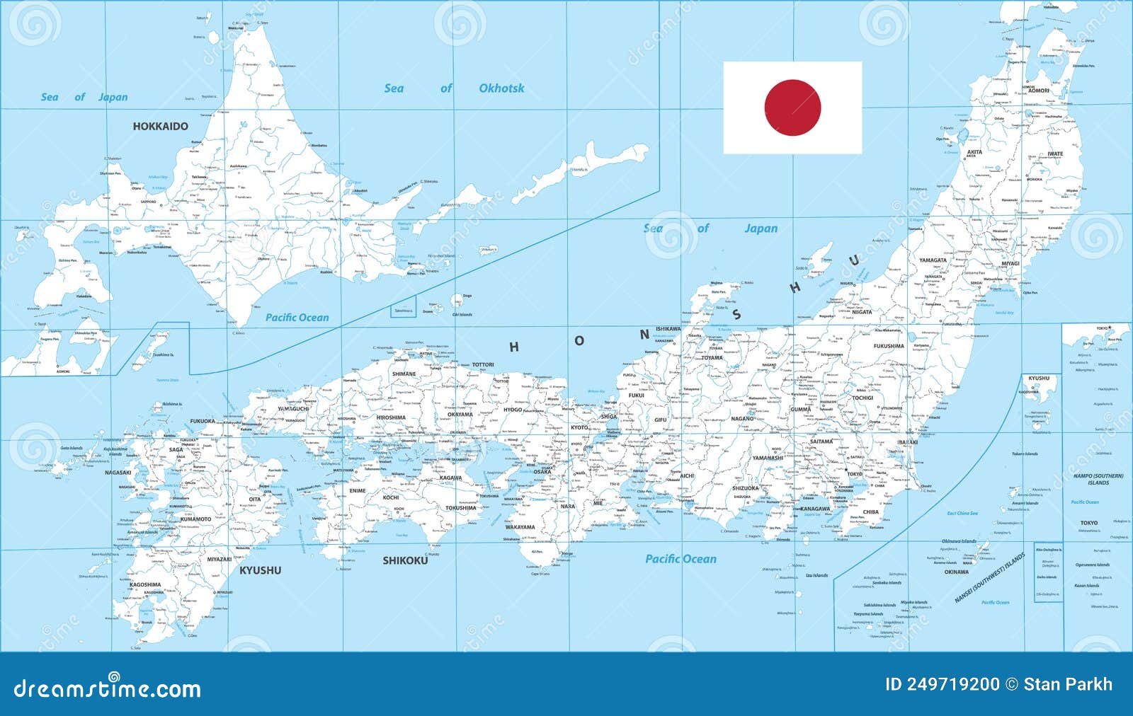 Map of Japan. White color stock vector. Illustration of asian - 249719200
