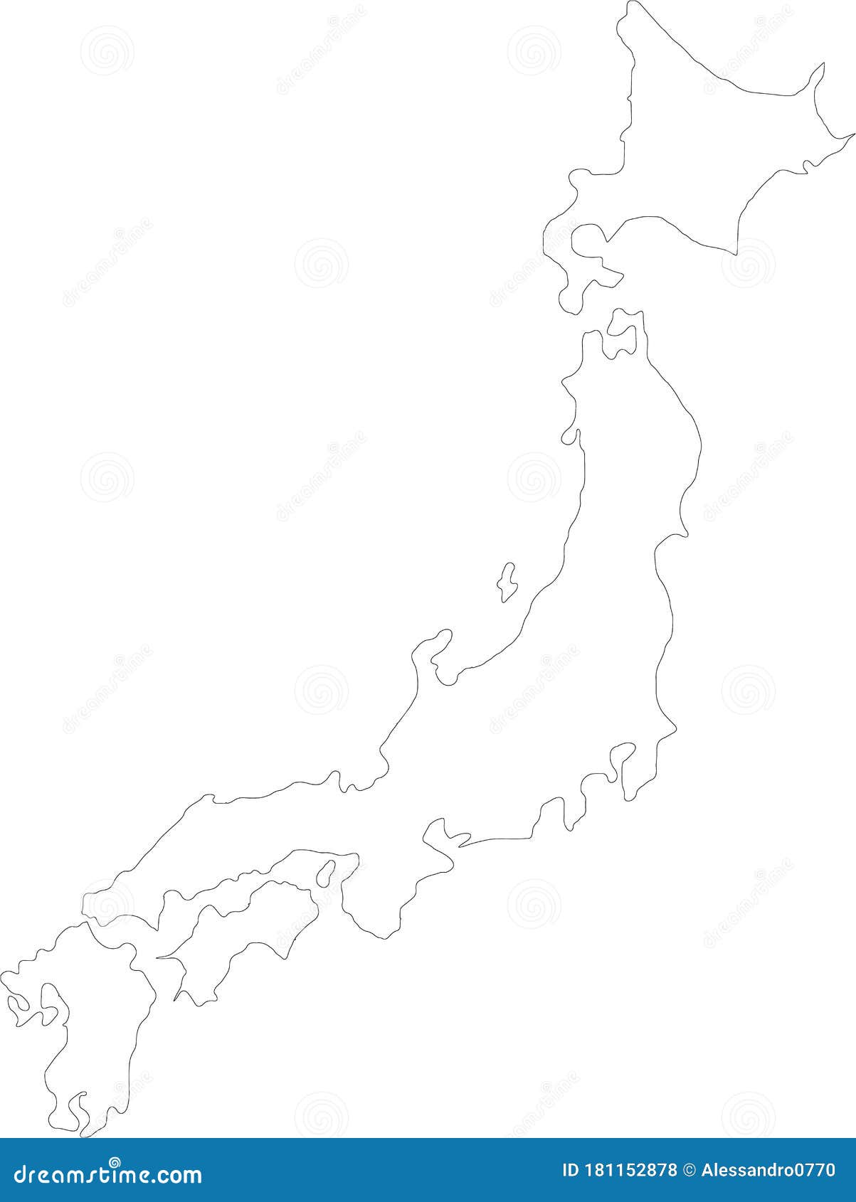 Map of Japan in white stock illustration. Illustration of asian - 181152878
