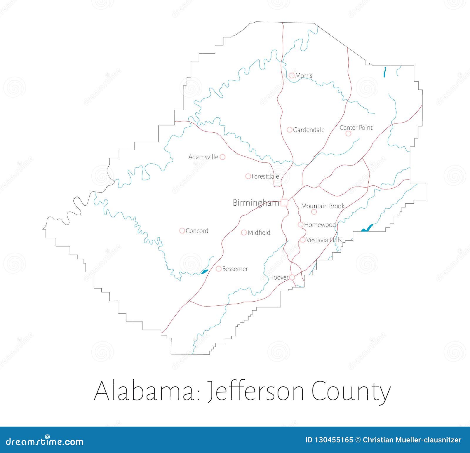 Alabama: Jefferson County Map Vector Illustration | CartoonDealer.com ...
