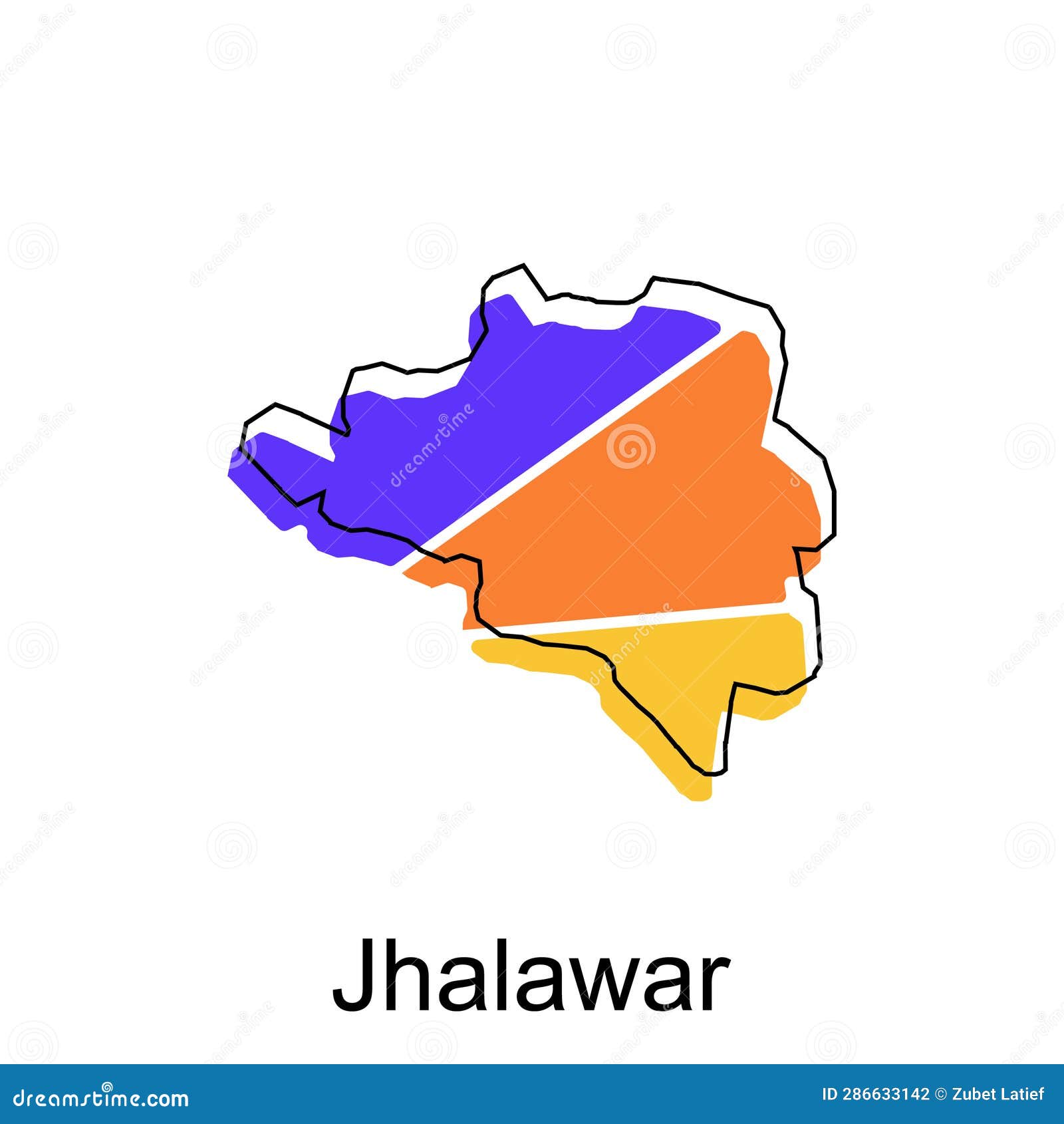 Map of Jhalawar Vector Template with Outline, Graphic Sketch Style ...