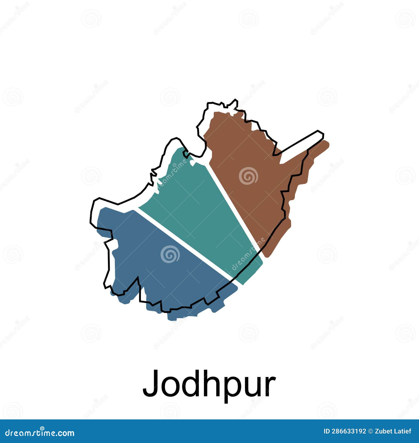 Map of Jodhpur Vector Template with Outline, Graphic Sketch Style ...