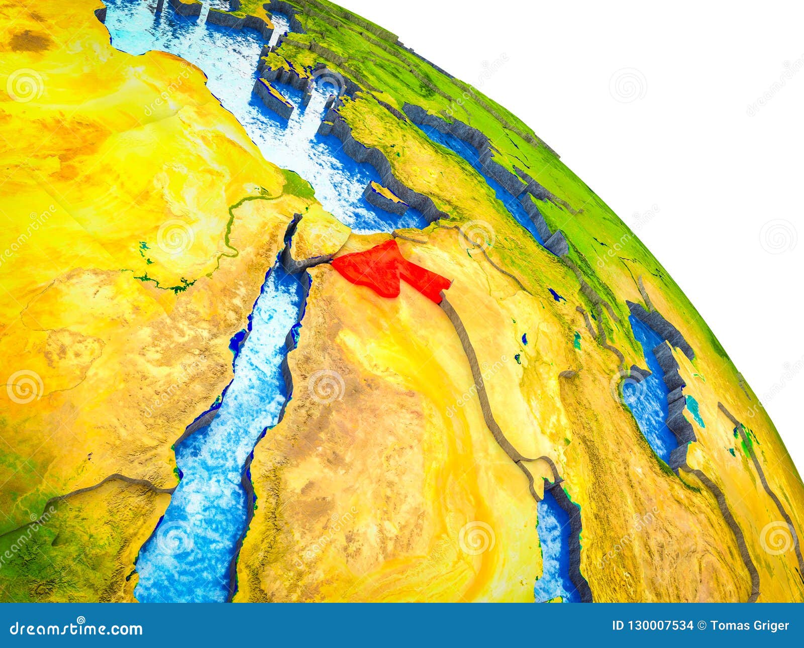 Map of Jordan on 3D Earth stock illustration. Illustration of asia ...