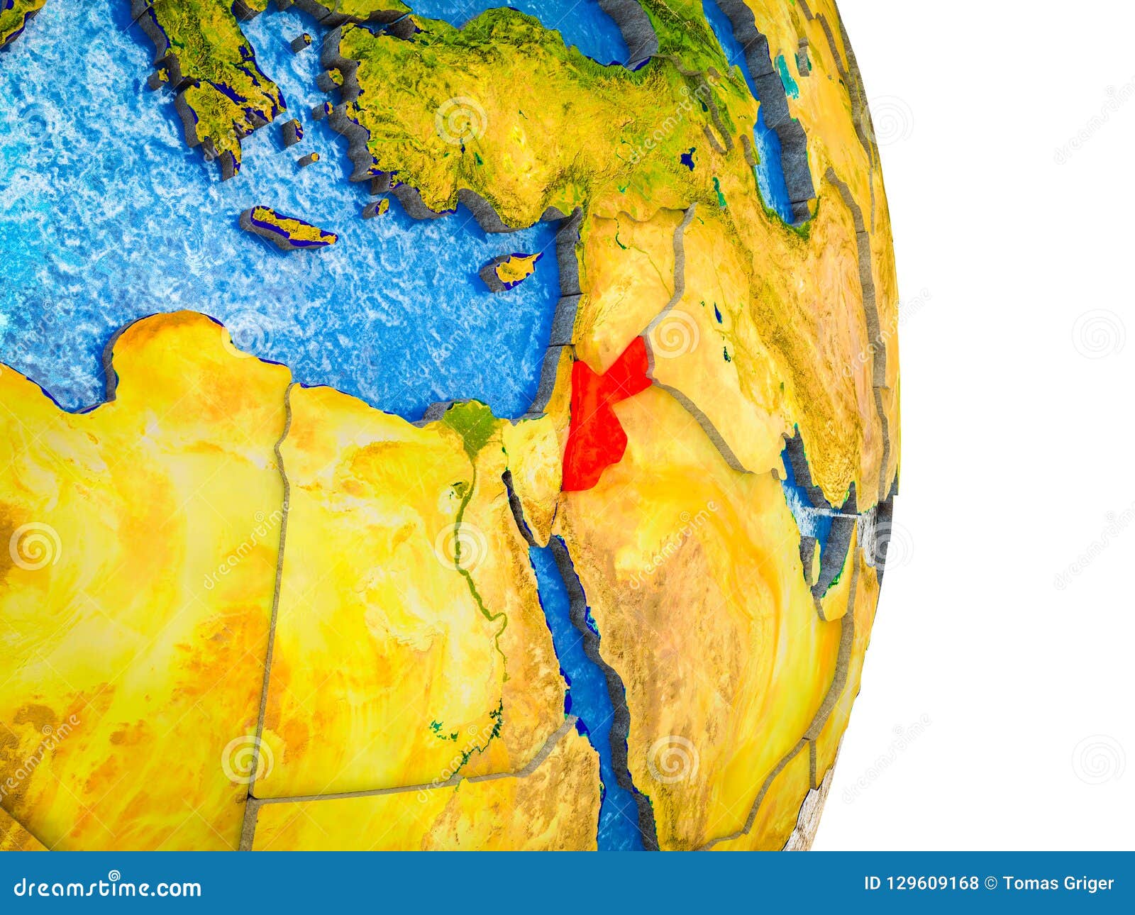 Map of Jordan on 3D Earth stock illustration. Illustration of render ...