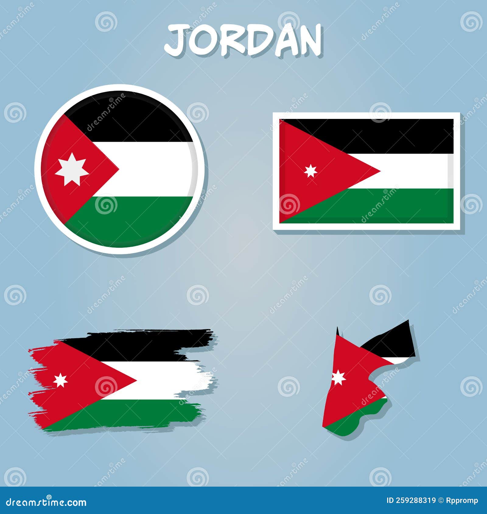 Map of Jordan with Flag Vector Illustration Stock Vector - Illustration ...