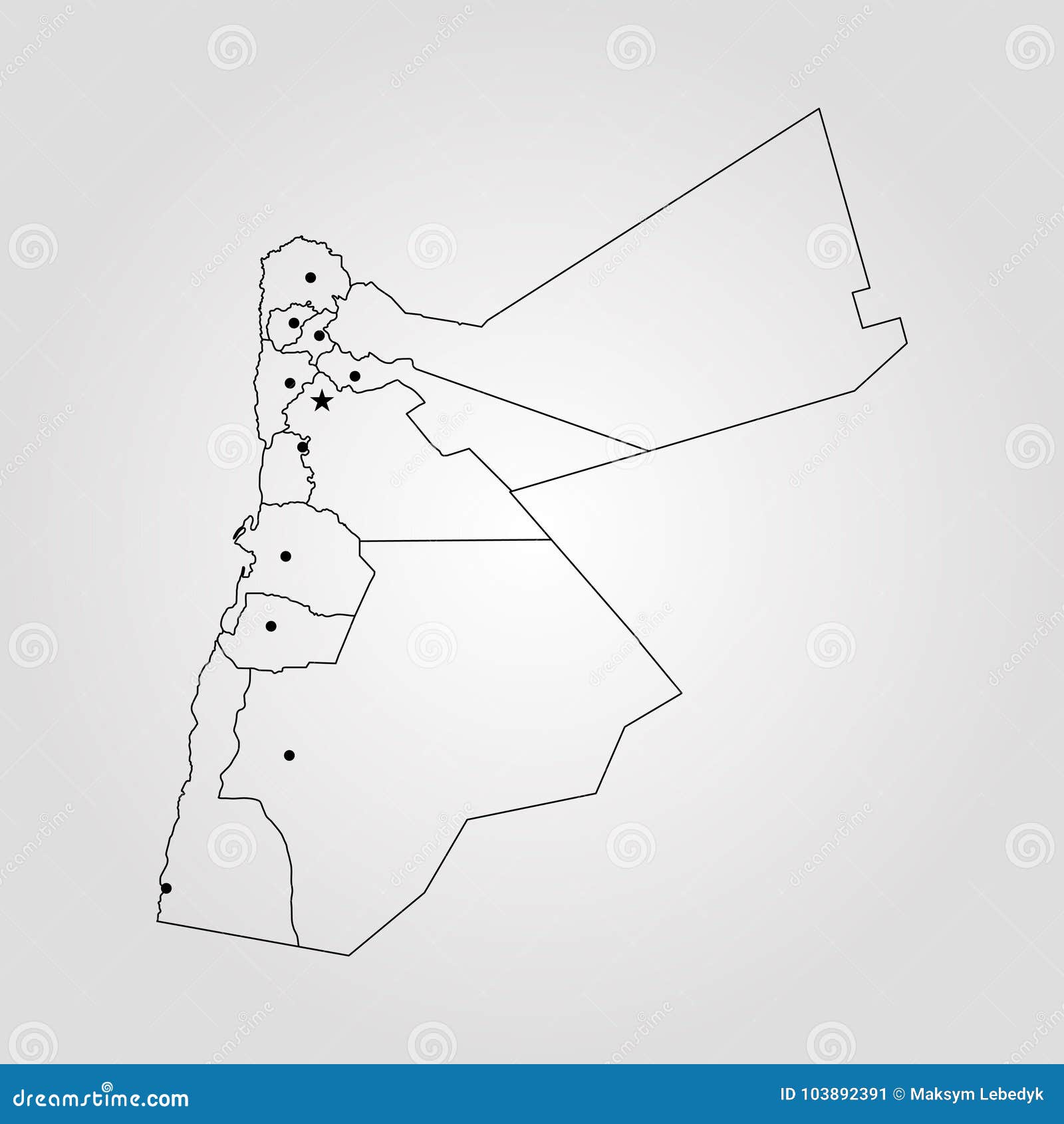 Map of Jordan stock illustration. Illustration of coloured - 103892391