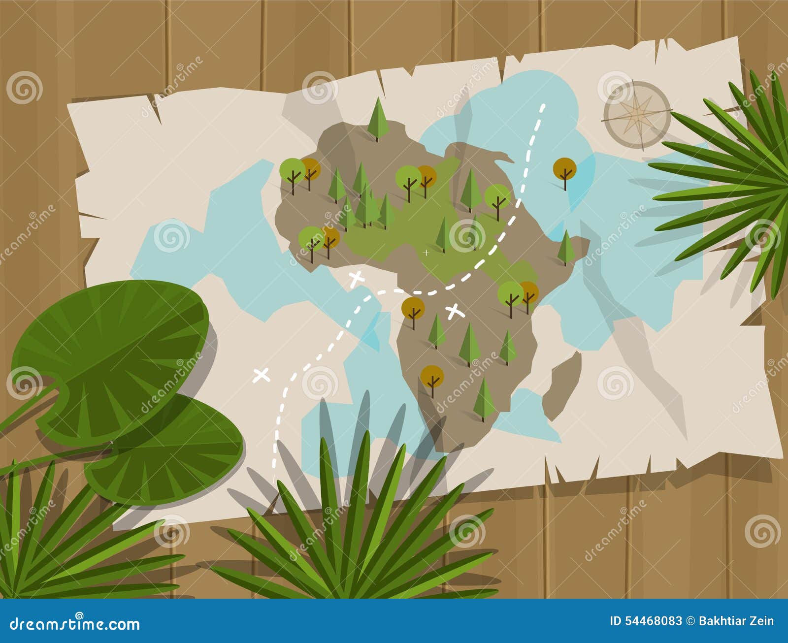 Cartoon Treasure Map Vector Illustration | CartoonDealer.com #15028828