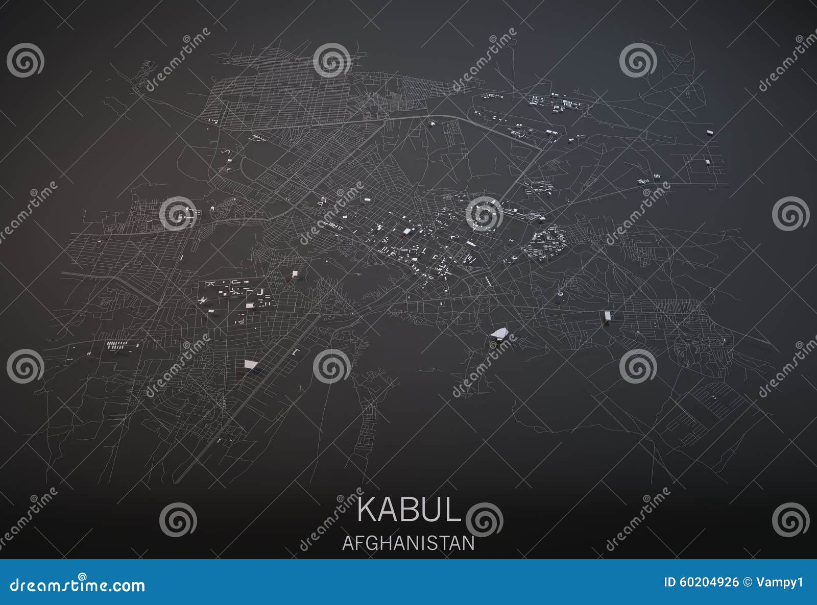 Map of Kabul, Afghanistan, Satellite View Stock Illustration ...
