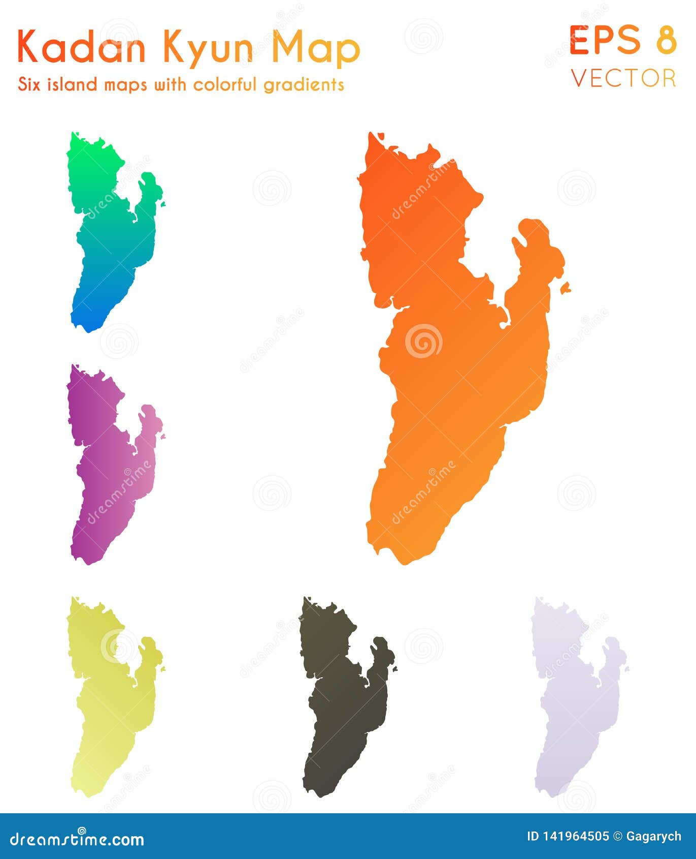 Map of Kadan Kyun with Beautiful Gradients. Stock Vector - Illustration ...