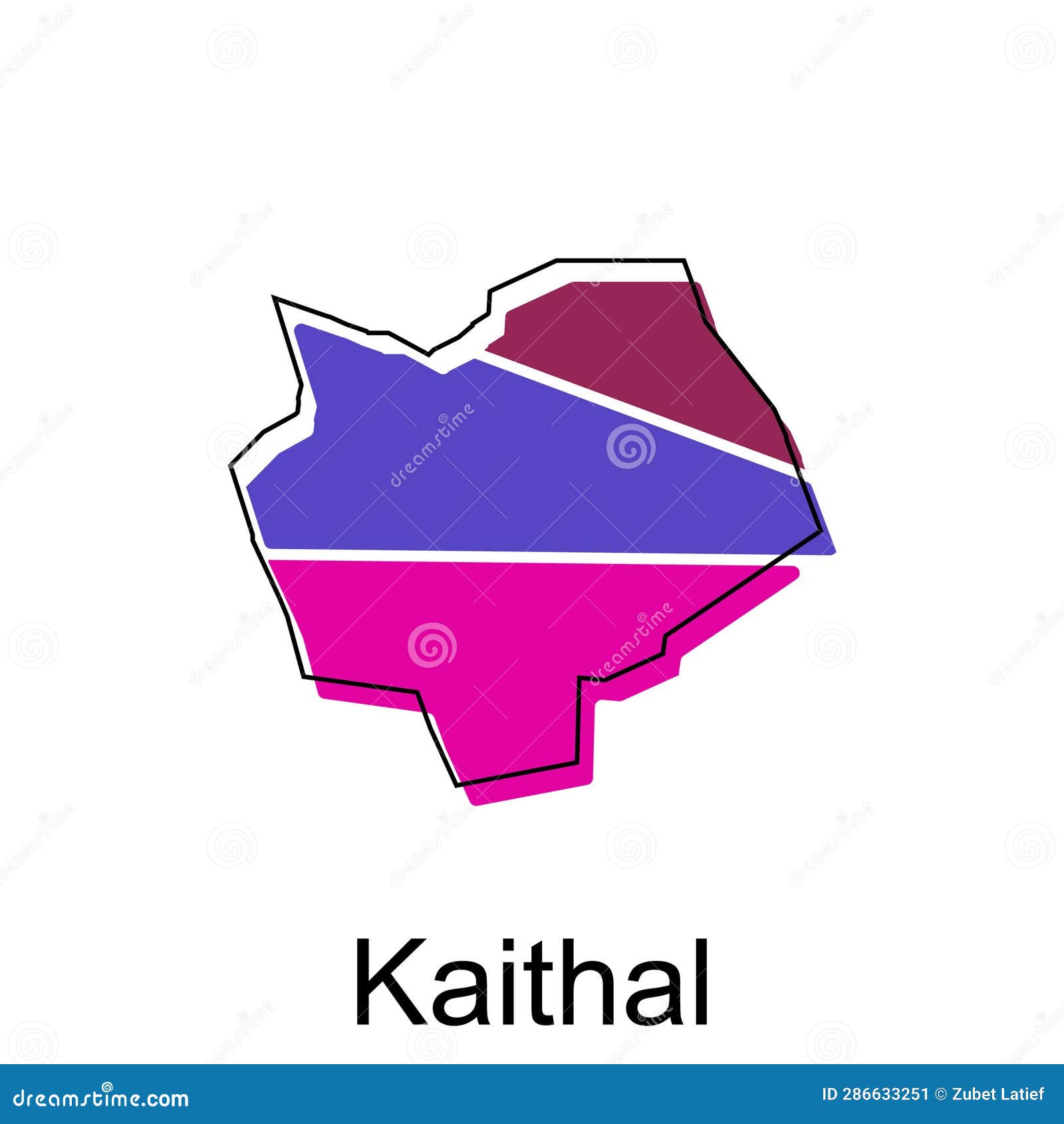 Map of Kaithal Vector Template with Outline, Graphic Sketch Style ...