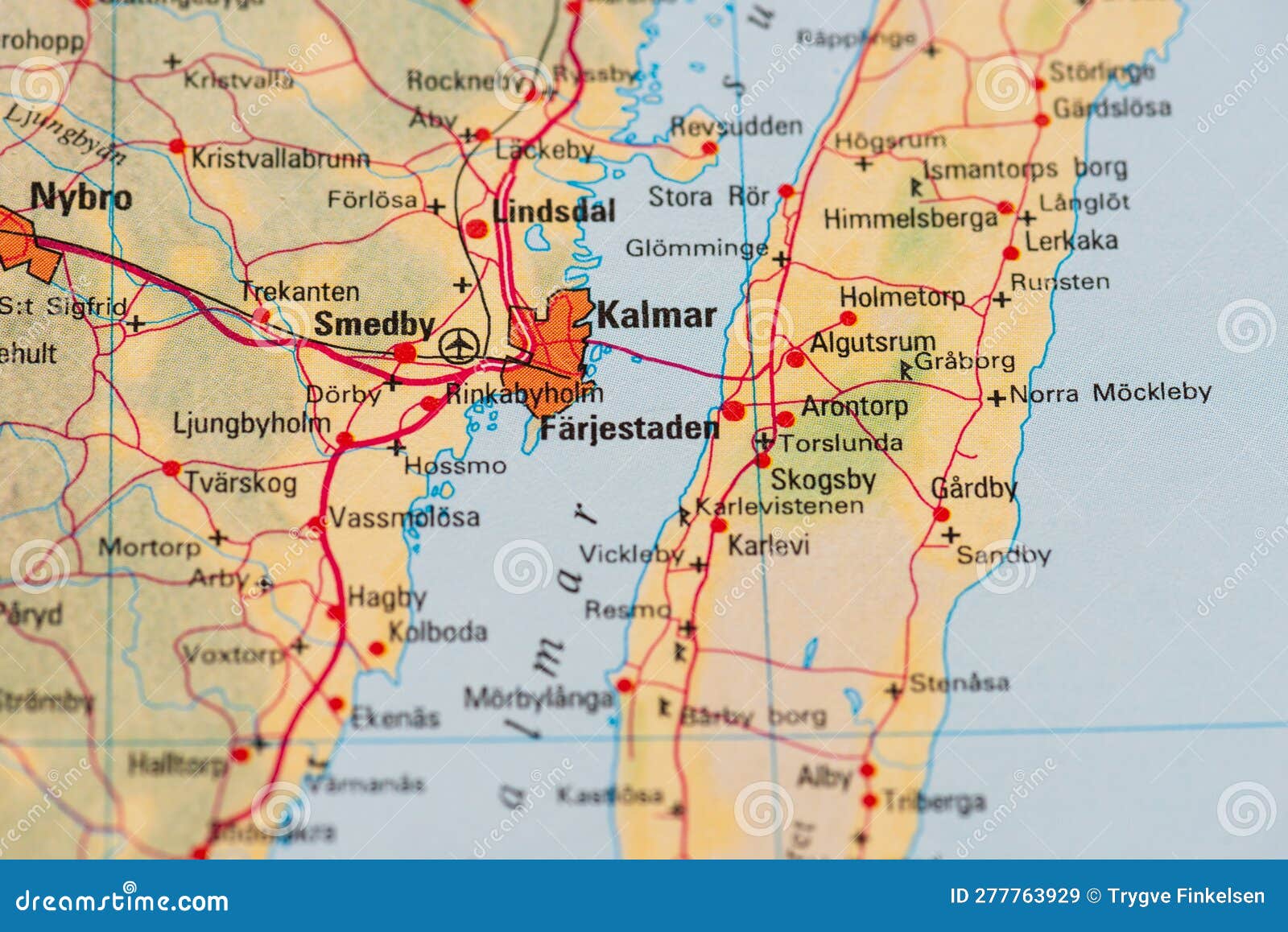 Map of Kalmar in Sweden.. stock image. Image of green - 277763929
