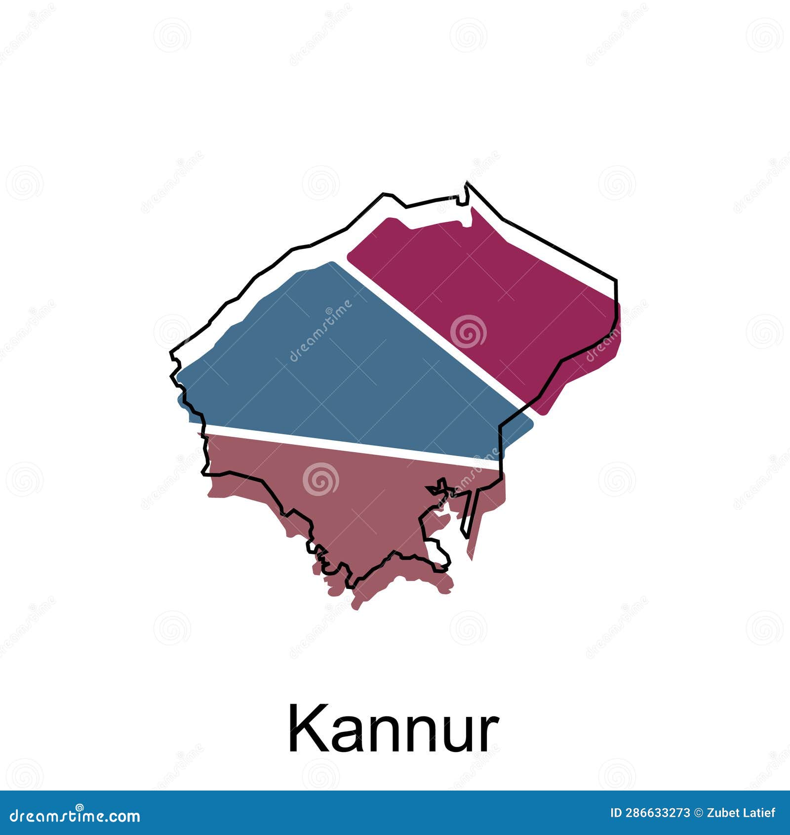 Kannur District Kerala State, Republic Of India Map Vector Illustration ...