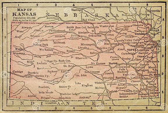 Map of Kansas stock illustration. Illustration of atlas - 13320532