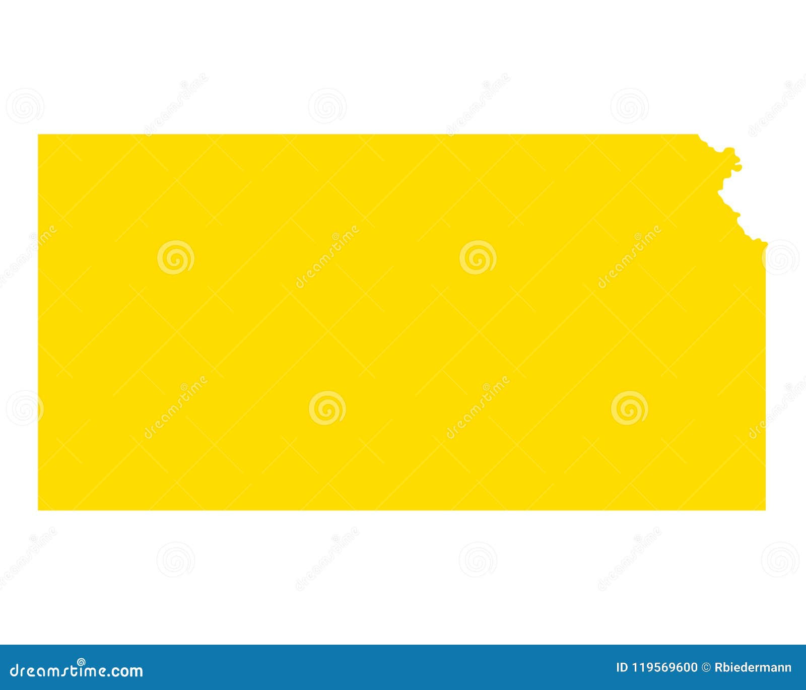 Map of Kansas stock vector. Illustration of yellow, cartography - 119569600