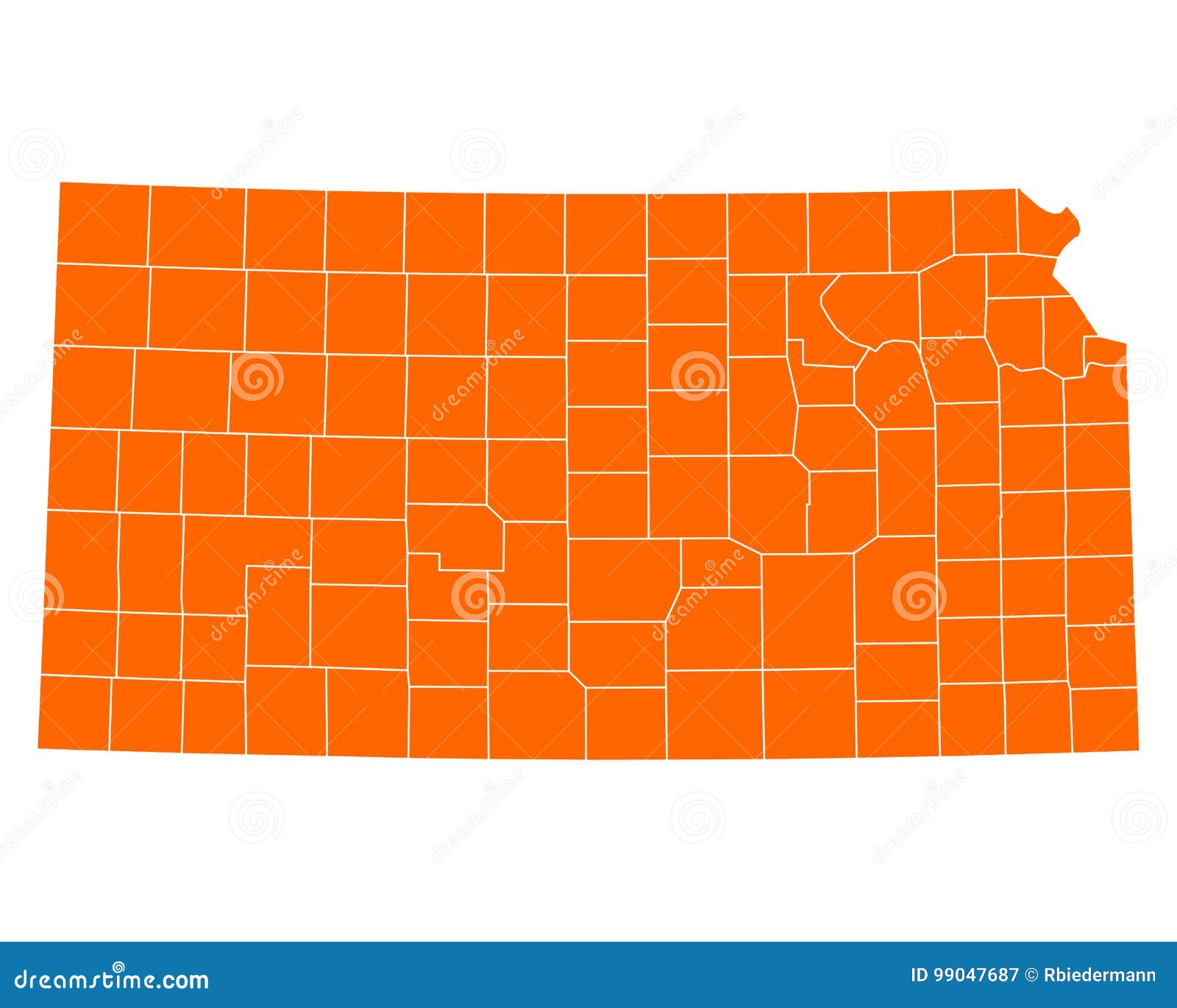 Map of Kansas stock vector. Illustration of kansas, regions - 99047687