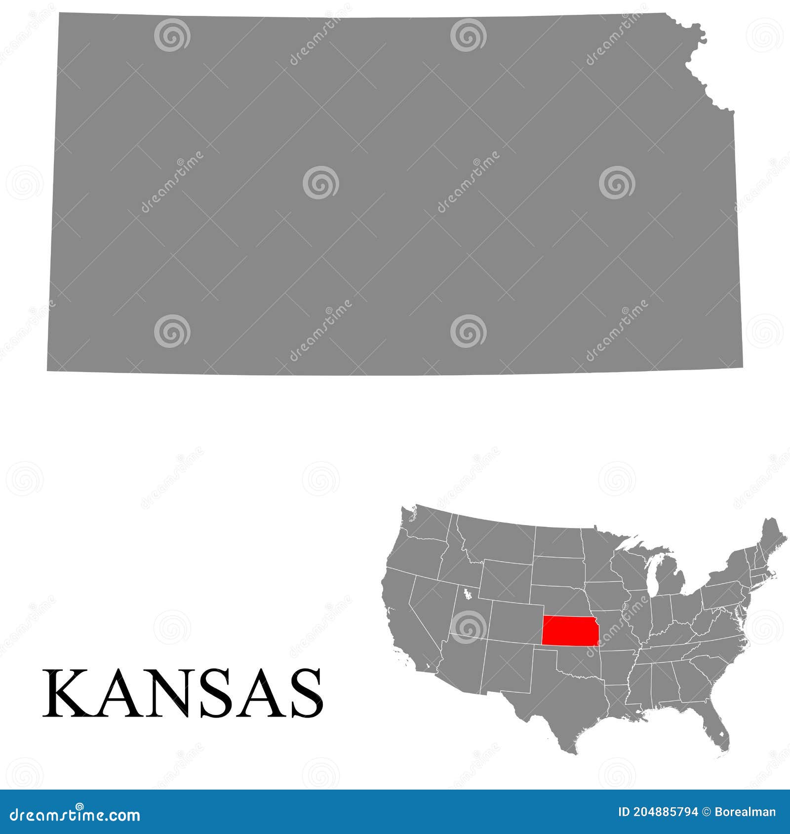 Map of the Kansas stock vector. Illustration of kansas - 204885794