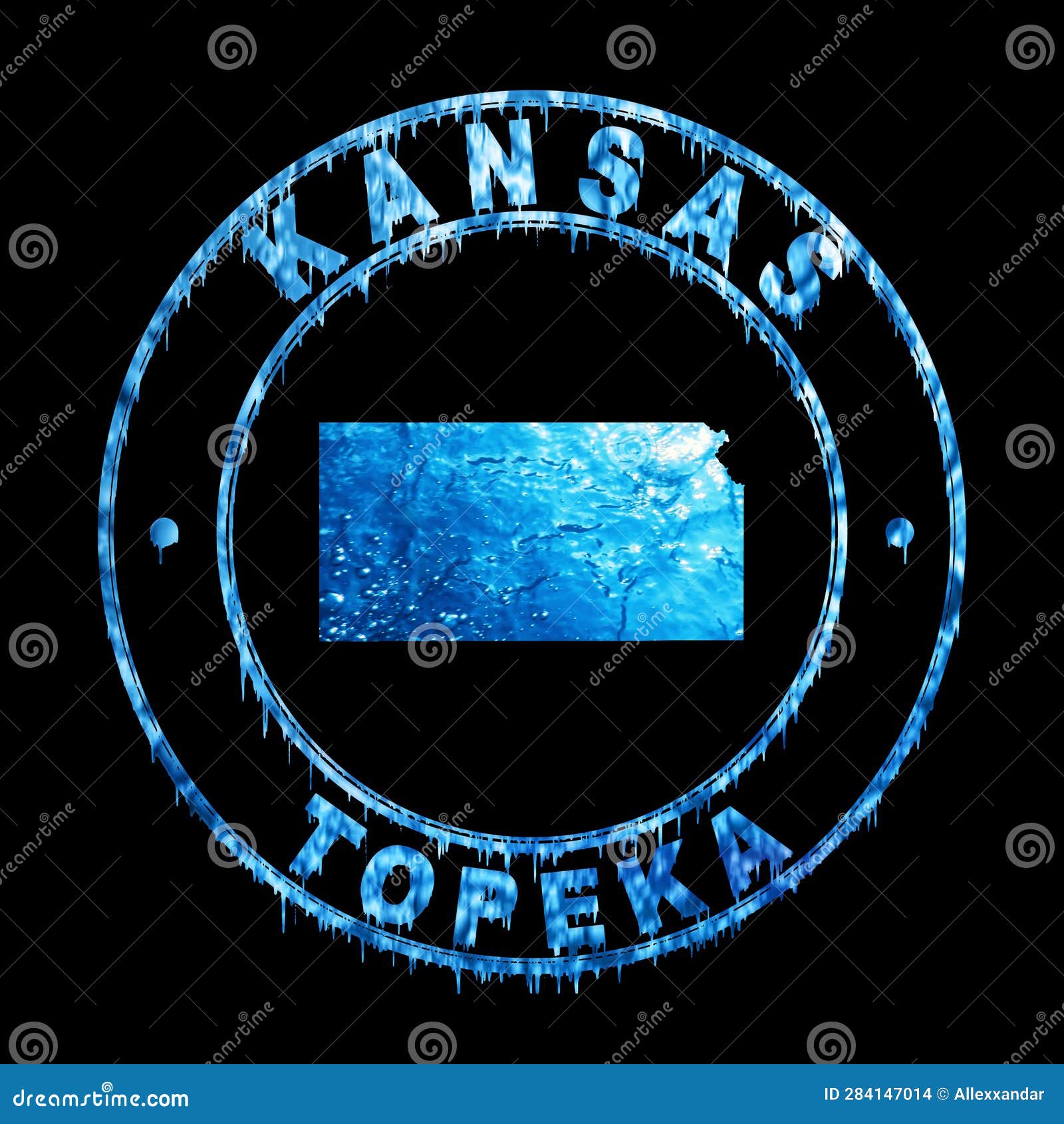 Map of Kansas Water Concept Stock Illustration - Illustration of water ...