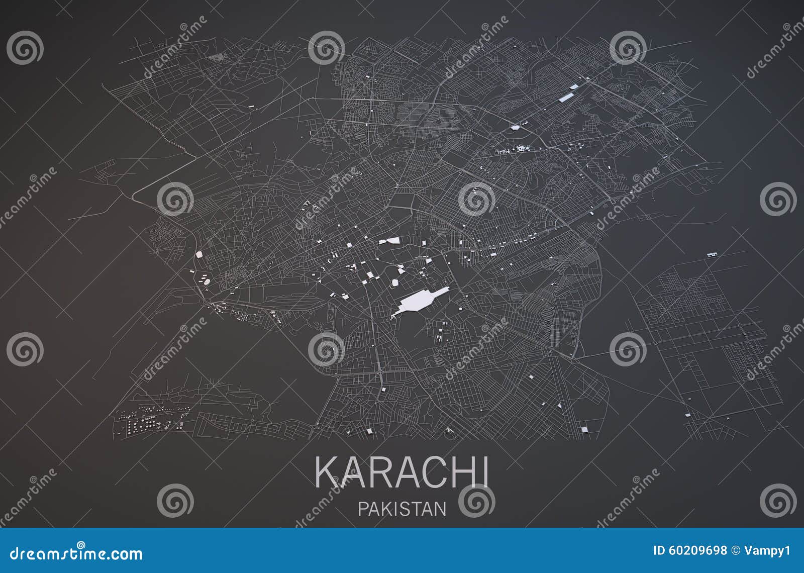 Map of Karachi, Pakistan, Satellite View Stock Illustration ...
