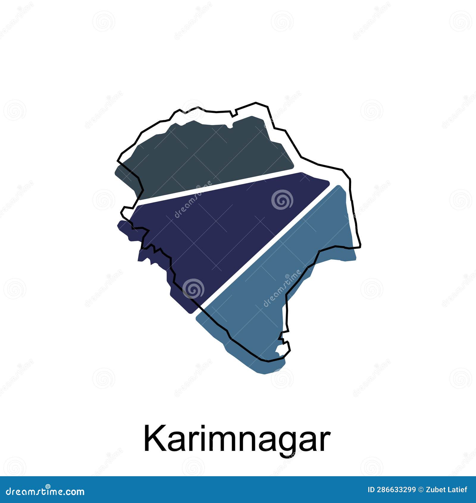 Karimnagar District Telangana State, Republic Of India Map Vector ...