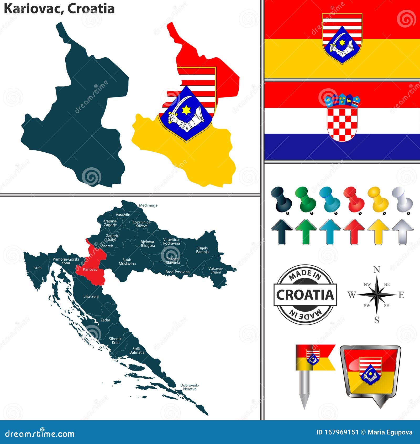 Map of Karlovac, Croatia stock vector. Illustration of silhouette ...