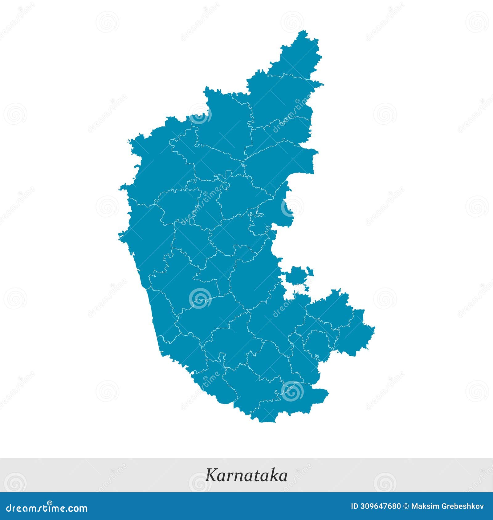 Map of Karnataka is a State of India with Districts Stock Vector ...