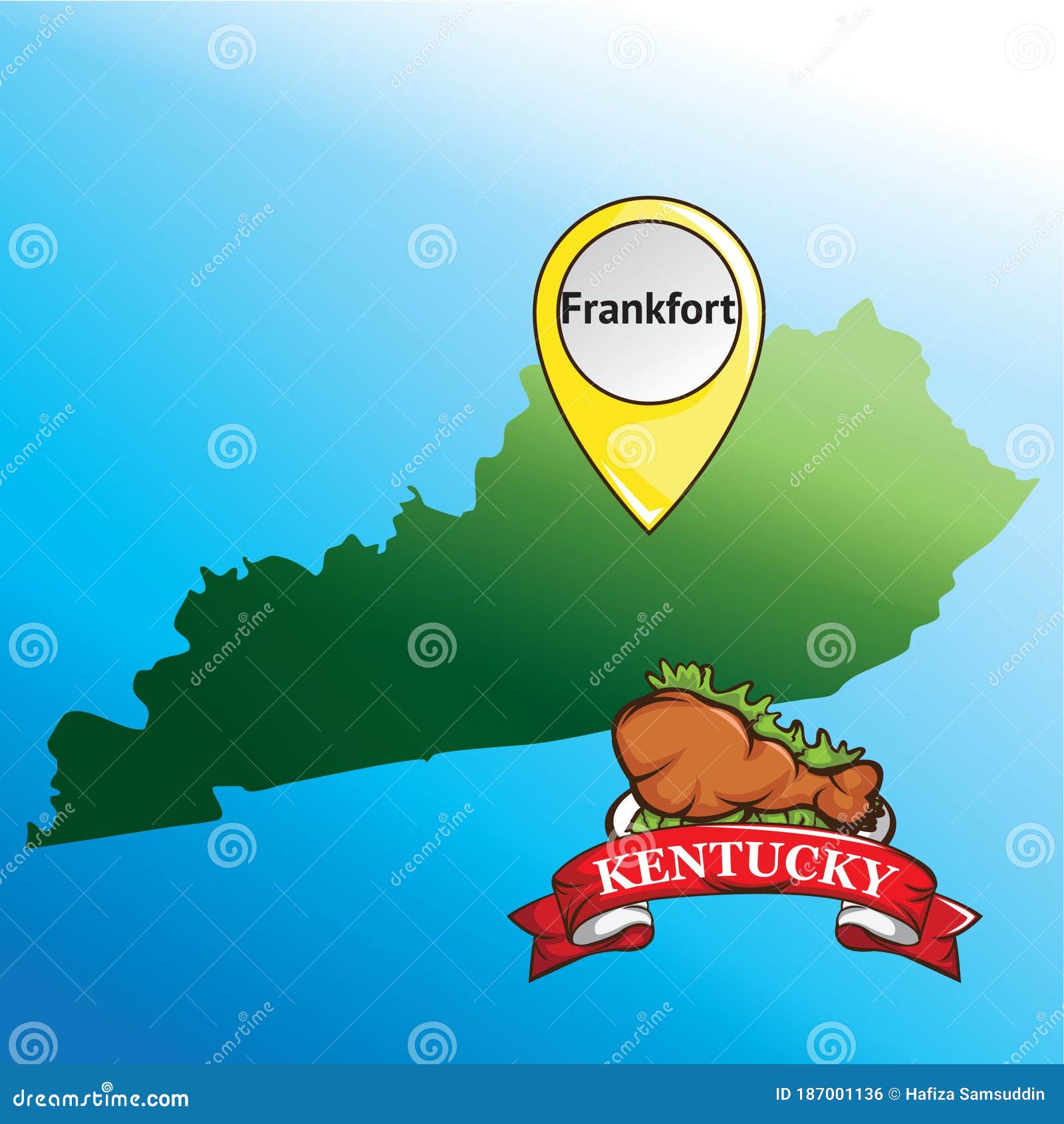 Map of Kentucky State with Chicken Drumstick. Vector Illustration ...