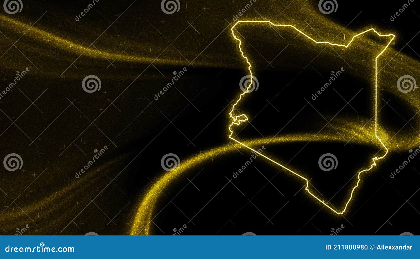 Map of Kenya, Gold Glitter Map Stock Photo - Image of administrative ...