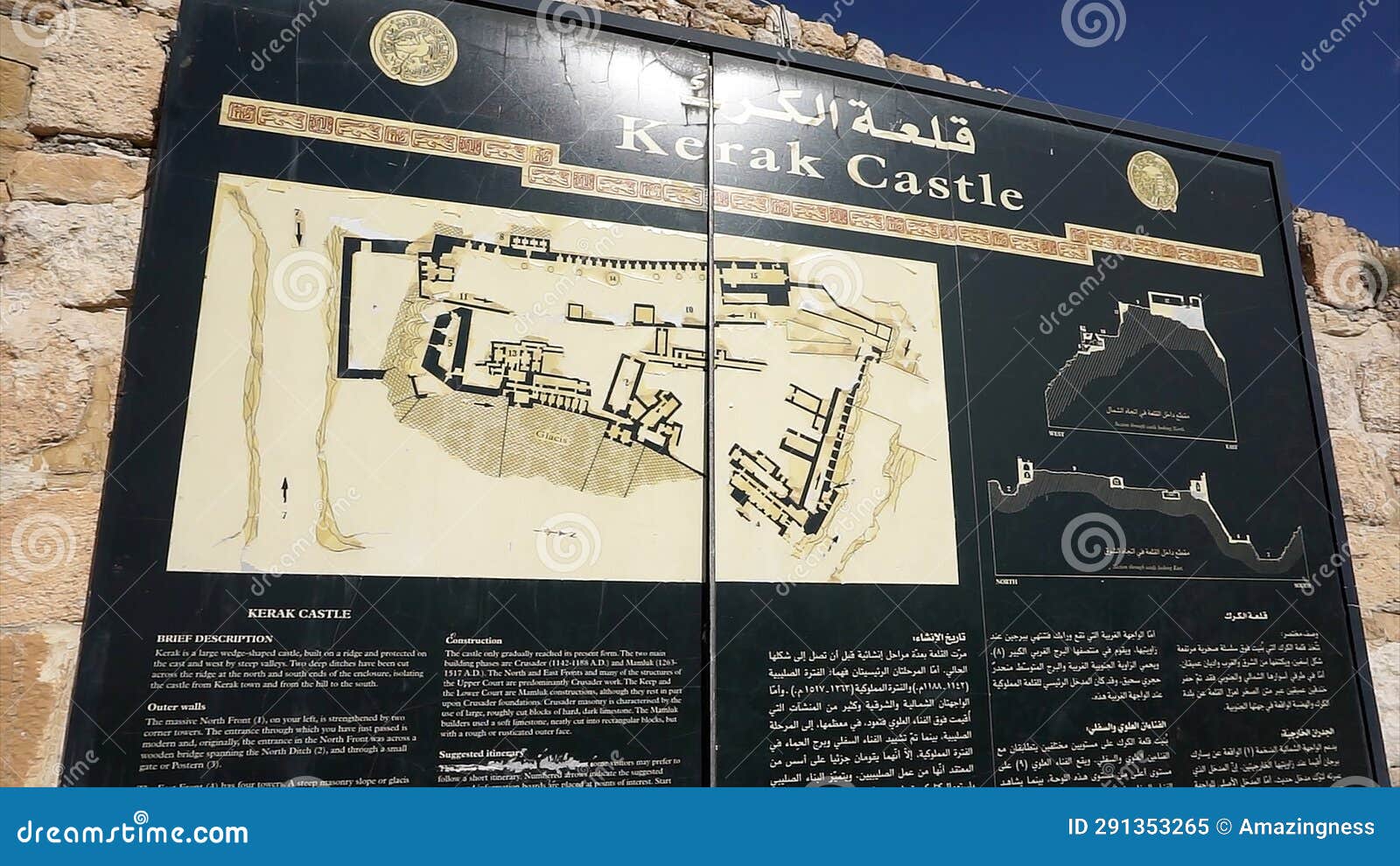 Map of Kerak Castle in Jordan. Editorial Image - Image of fortress ...