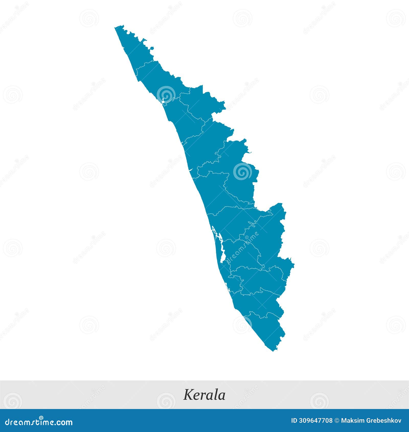 Map of Kerala is a State of India with Districts Stock Vector ...