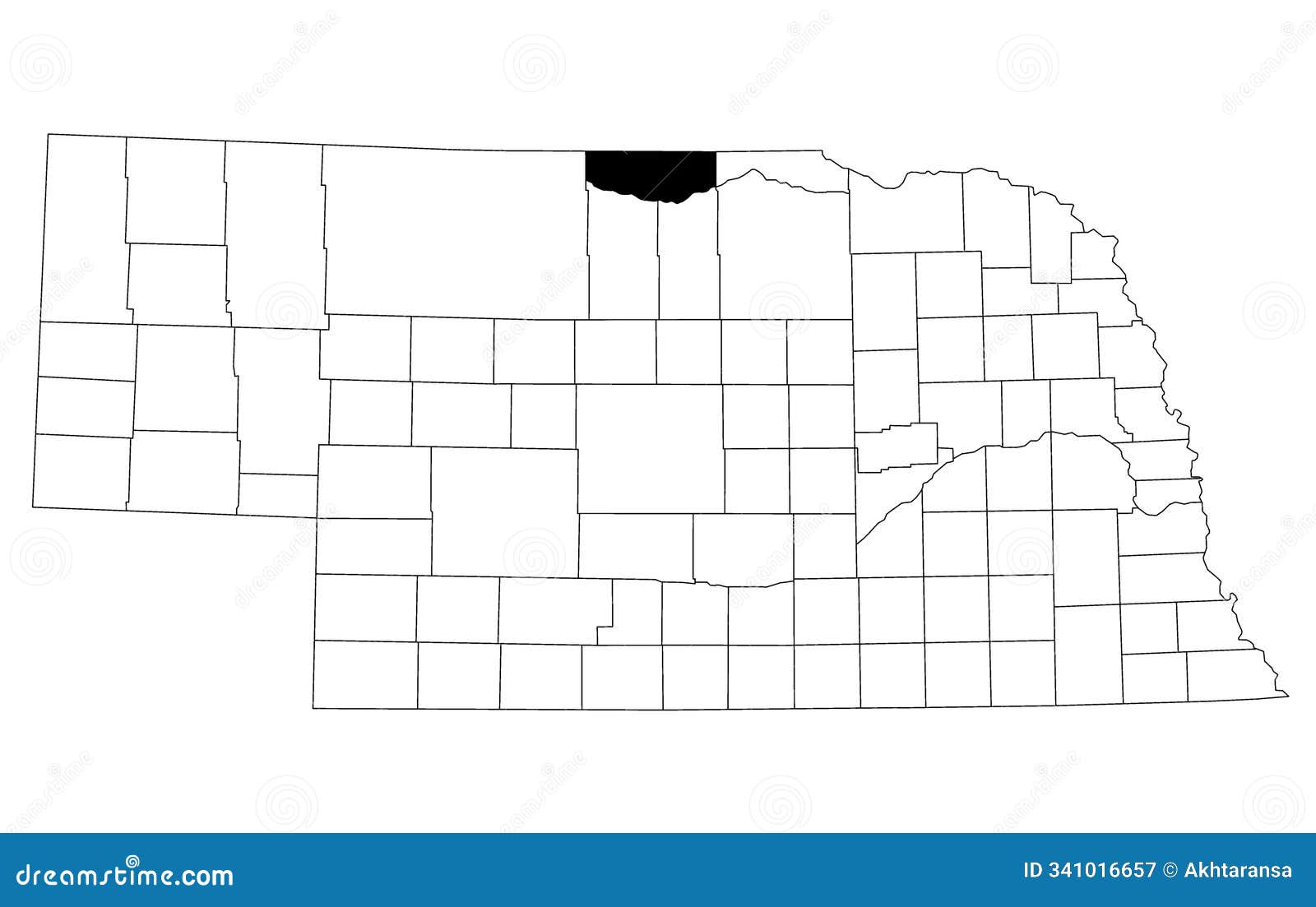 Map of Keya Paha County in Nebraska State on White Background. Single ...